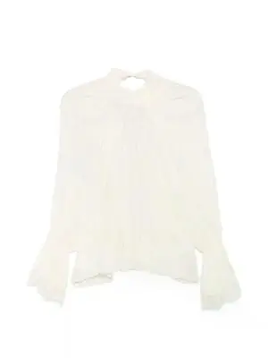 PHILIA LOFT Lace-trimmed Pleated Top - Neutrals