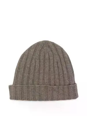 FILIPPO DE LAURENTIIS Ribbed-knit Beanie Hat - Brown
