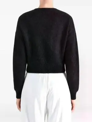 Auralee Garment-dyed Brushed-knit Cropped Cardigan - Black