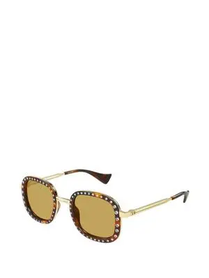 Valentino Garavani Crystal-embellished Square-frame Sunglasses - Brown