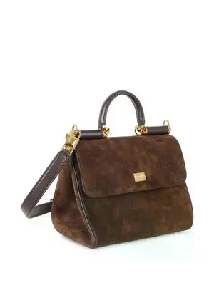 Dolce & Gabbana Small My Sicily Handbag In Split Calfskin - Brown