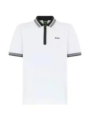 BOSS Cotton-piqué Polo Shirt With Zip Placket - White