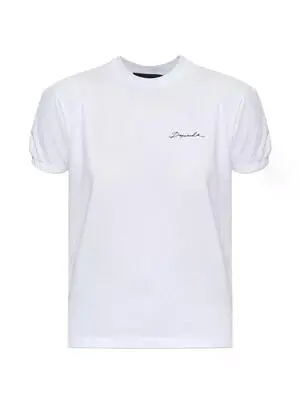 Dsquared2 Logo-embroidered Puff-sleeve T-shirt - White