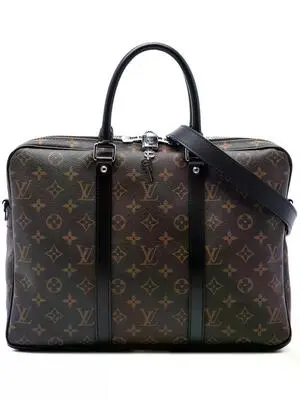 LOUIS VUITTON 2000-2026 Monogram Macassar Porte Documents Voyage Business Bag - Brown