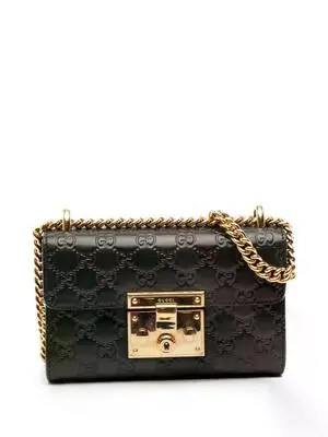 Gucci 2016-2026 Small Guccissima Padlock Crossbody Bag - Black