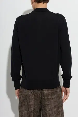 AMI Paris Wool Polo Shirt With Embroidered Logo