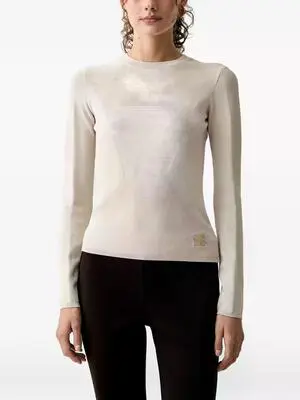 Armani Exchange Logo-patch Ribbed-panel Sweater - Neutrals
