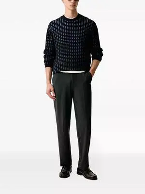 Armani Exchange Geometric-pattern Ribbed-knit Sweater - Black