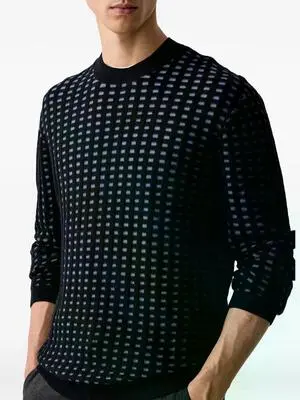Armani Exchange Geometric-pattern Ribbed-knit Sweater