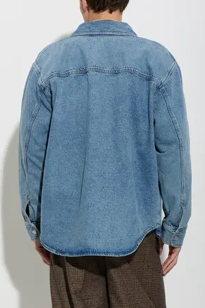 AMI Paris Denim Shirt With Embroidered Logo