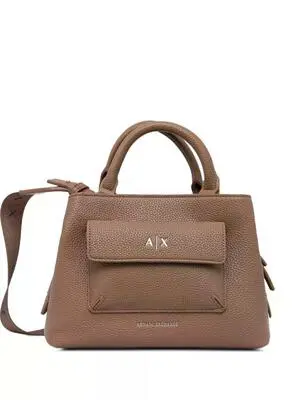 Armani Exchange Logo-plaque Grained-texture Tote Bag - Brown