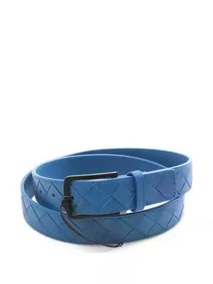 Bottega Veneta 2010s Intrecciato Leather Belt - Blue