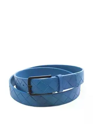 Bottega Veneta 2010s Intrecciato Leather Belt - Blue