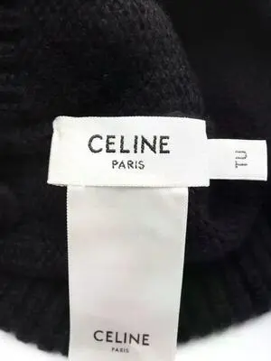 Celine 2010s Triomphe Knit Beanie Hat - Black
