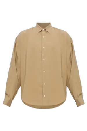AMI Paris Oversized Shirt With Embroidered Logo - Beige