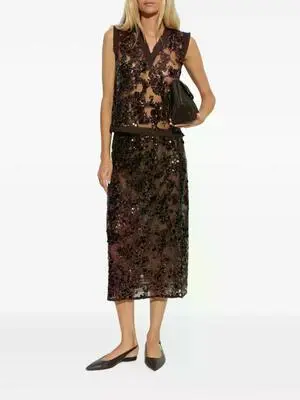 Baum Und Pferdgarten Shania Sequin-embellished Midi Skirt - Brown