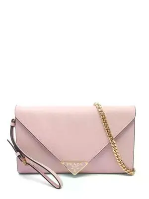 Prada Saffiano Envelope Leather Small Clutch Bag - Pink