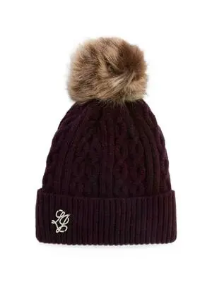 Liu Jo Cable-knit Pompom Beanie Hat - Purple