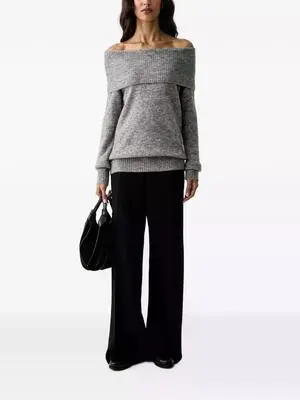 MOS MOSH Mape Off-shoulder Ribbed-knit Sweater