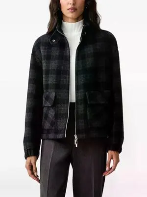 MOS MOSH Camille Check-pattern Zip-up Jacket - Blue