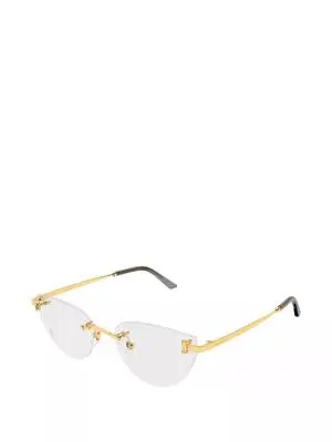 Cartier C De Rimless Cat-eye Glasses - Gold
