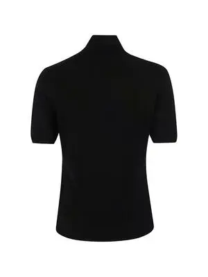 ALLUDE Short-sleeve Roll-neck T-shirt - Black
