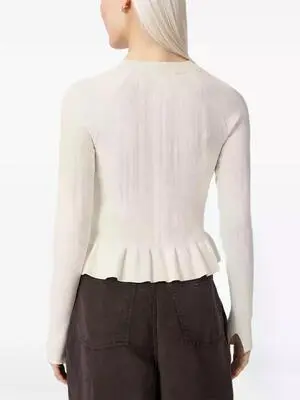 ALLSAINTS Ruffled Ribbed-knit Sweater - White