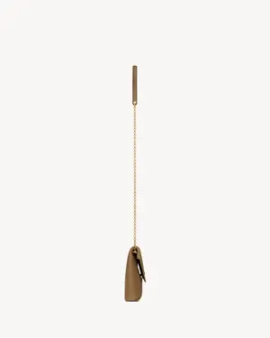 Saint Laurent Cassandre Small Chain Clutch In Lambskin In Brown - Dark Cork