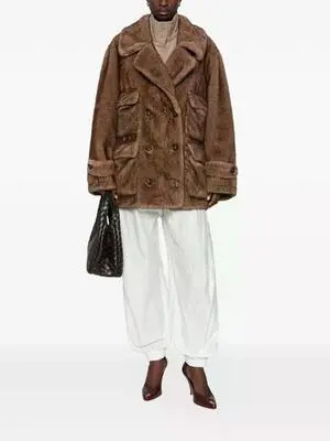 SWORD 6644 Double-breasted Faux-fur Coat