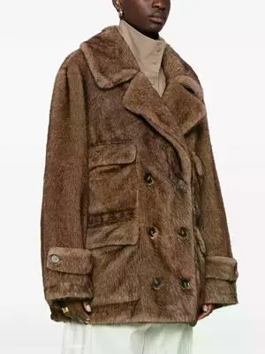 SWORD 6644 Double-breasted Faux-fur Coat