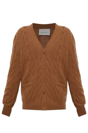AMI Paris Wool Cardigan With Pockets - Brown