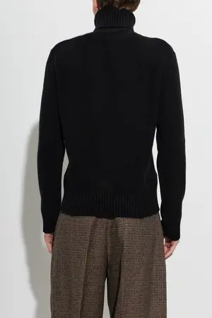 AMI Paris Cashmere Turtleneck Sweater With Embroidered Logo