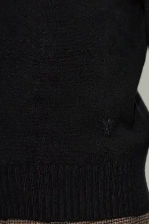 AMI Paris Cashmere Turtleneck Sweater With Embroidered Logo