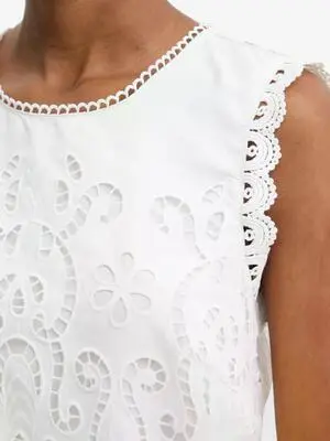 MORGAN Broderie-anglaise Scallop-edge Blouse
