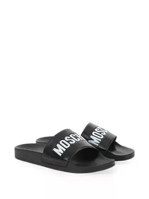 Moschino Logo-embossed Pool Slides - Black