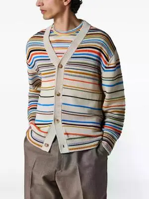Paul Smith Cairo Stripe Cotton-blend Cardigan - Neutrals
