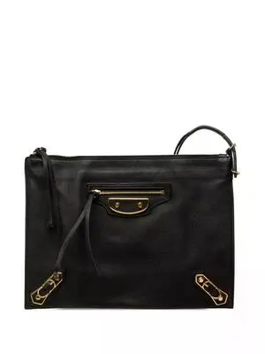 Balenciaga 2015 Goatskin Metallic Edge Papier Wristlet Clutch Bag - Black