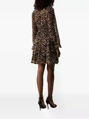 MORGAN Tiger-print Pussy-bow Mini Dress