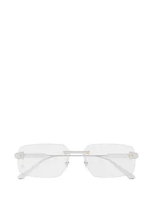 Cartier Santos De Rectangle-frame Glasses - Silver