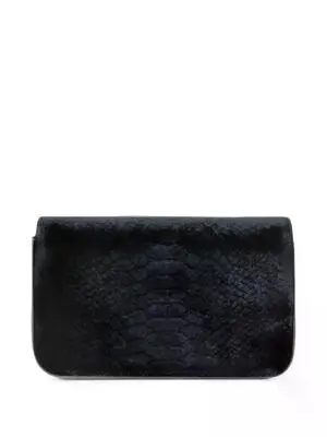 Elisabetta Franchi Velvet Shoulder Bag With Crocodile Print - Black
