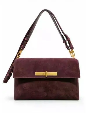 POCHE PARIS Torba Suede Twist-lock Shoulder Bag - Red