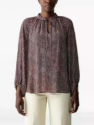 Marc O'polo Geometric-print Ruffled Blouse - Pink