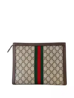 Gucci Ophidia Pouch Gg Coated Canvas Medium Clutch Bag - Brown