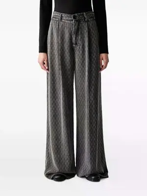 Munthe Ronan Check-pattern Wide-leg Jeans - Grey