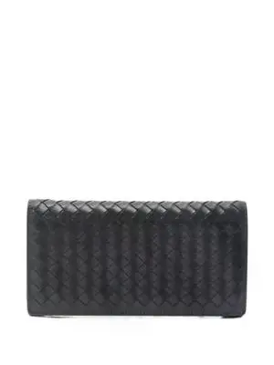 Bottega Veneta 2000s Intrecciato Leather Wallet - Black