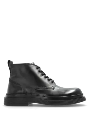 AMI Paris Leather Ankle Boots - Black