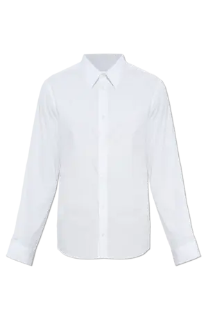 AMI Paris Cotton Shirt With Embroidered Logo - White