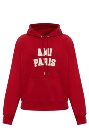 AMI Paris Cotton Sweatshirt With Appliquéd Logo - Red