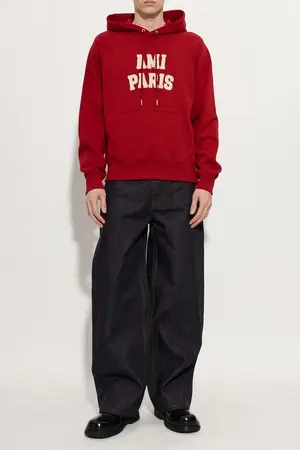 AMI Paris Cotton Sweatshirt With Appliquéd Logo