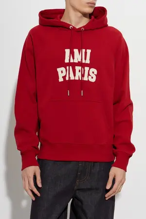 AMI Paris Cotton Sweatshirt With Appliquéd Logo